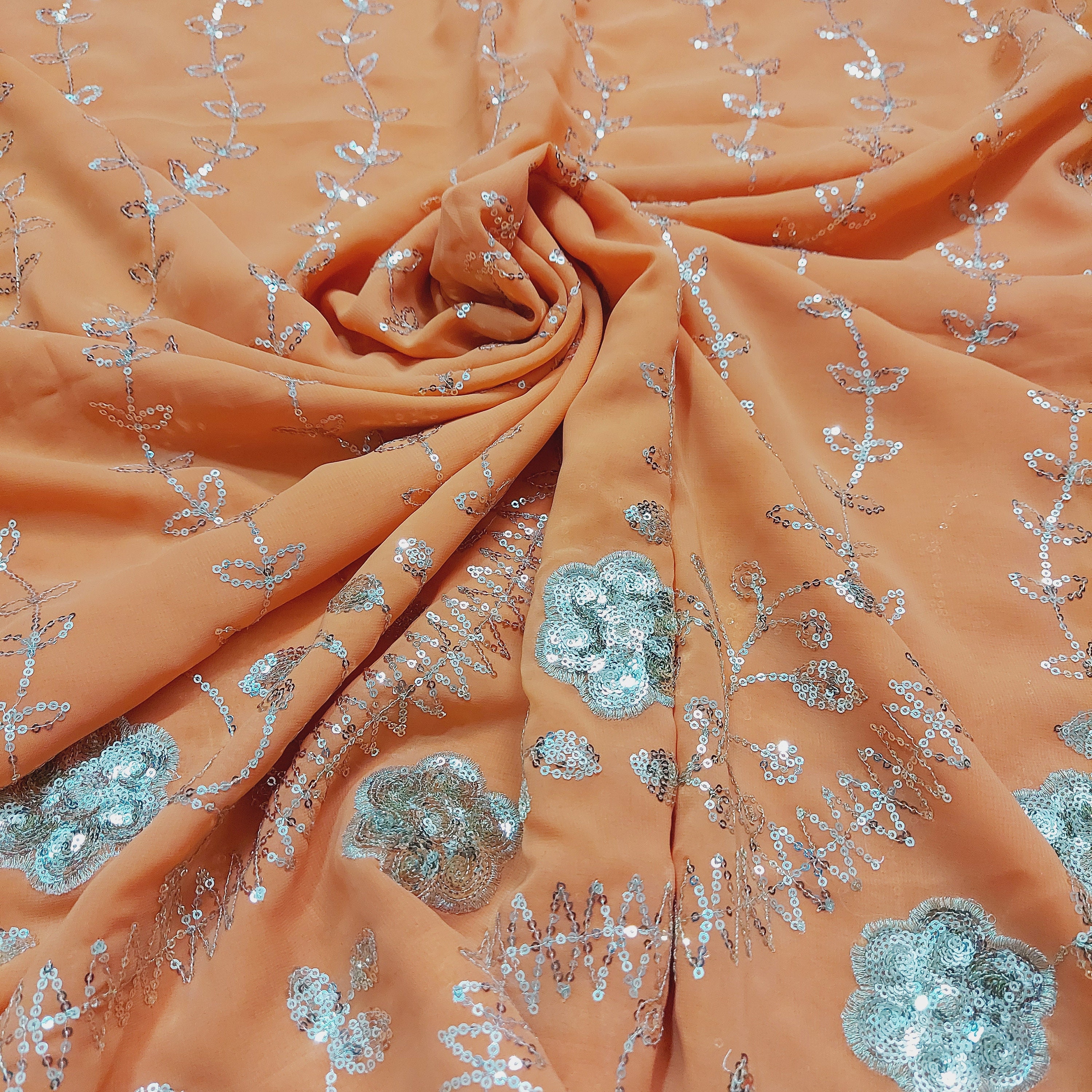 Pastel Peach dull gold Embroidered Old/Pre-loved sari Used | Etsy