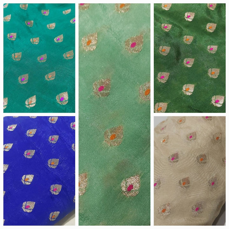 Indian Brocade by Yard, 45"art Silk Brocade, Small Leaf Motif Design ...