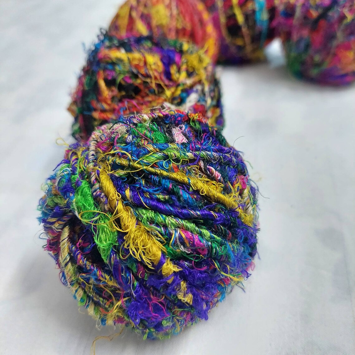 Recycled Handspun Sari Silk Fibre Yarn Multicolored Yarn - Etsy