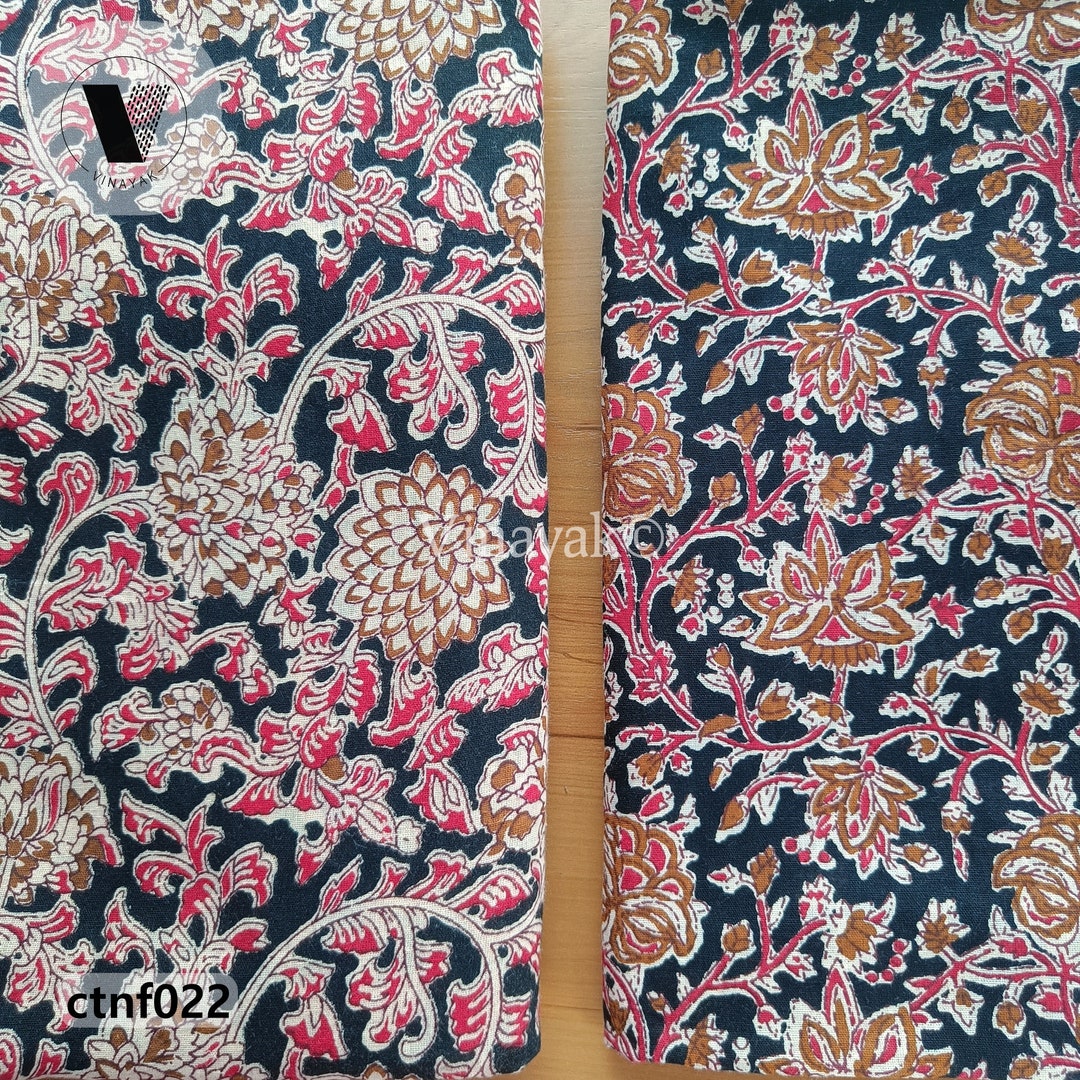 44" Kalamkari Indian Hand Printed Cotton Fabric, Quilting Cotton by ...