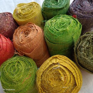 3" Organic Noil Ghicha Silk Ribbon Roll, 100 Gm Recycled Boho Silk ...