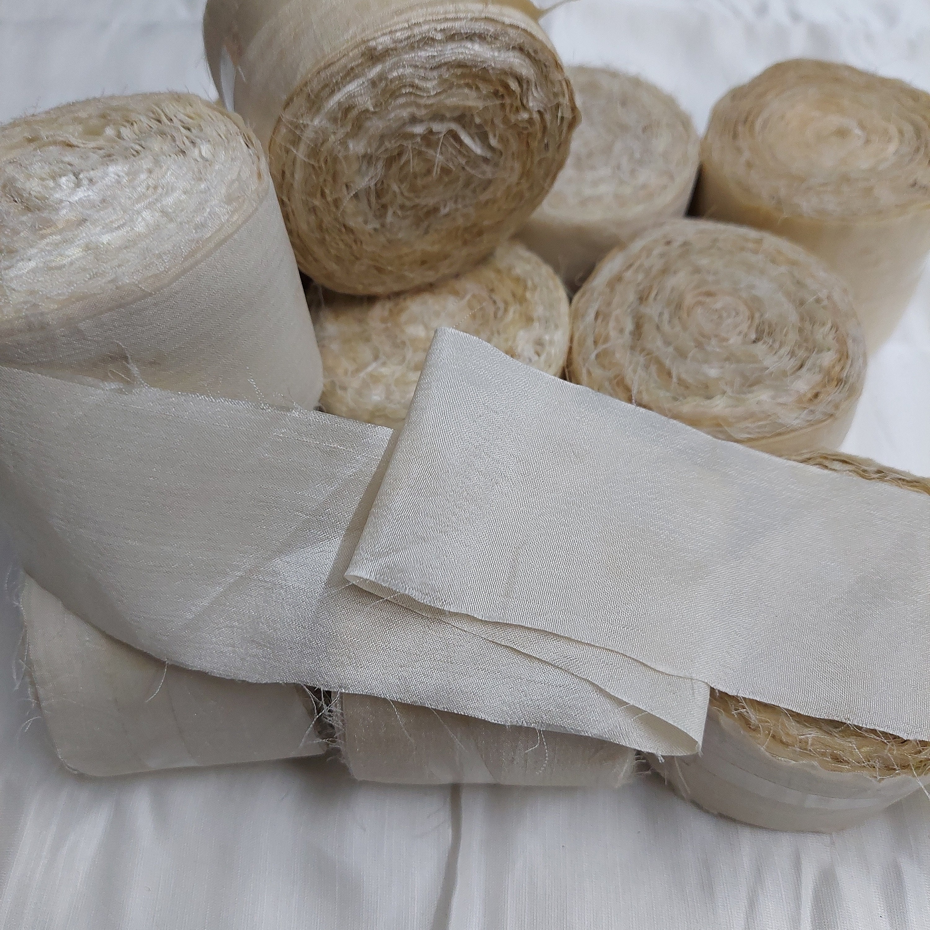 2" Silk Ribbon Roll, 100 Gram Recycled Dye Able Silk Fabric, for ...