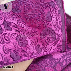 Magenta Brocade 46" Width by the Yard, Art Silk Floral Banaras Brocade ...