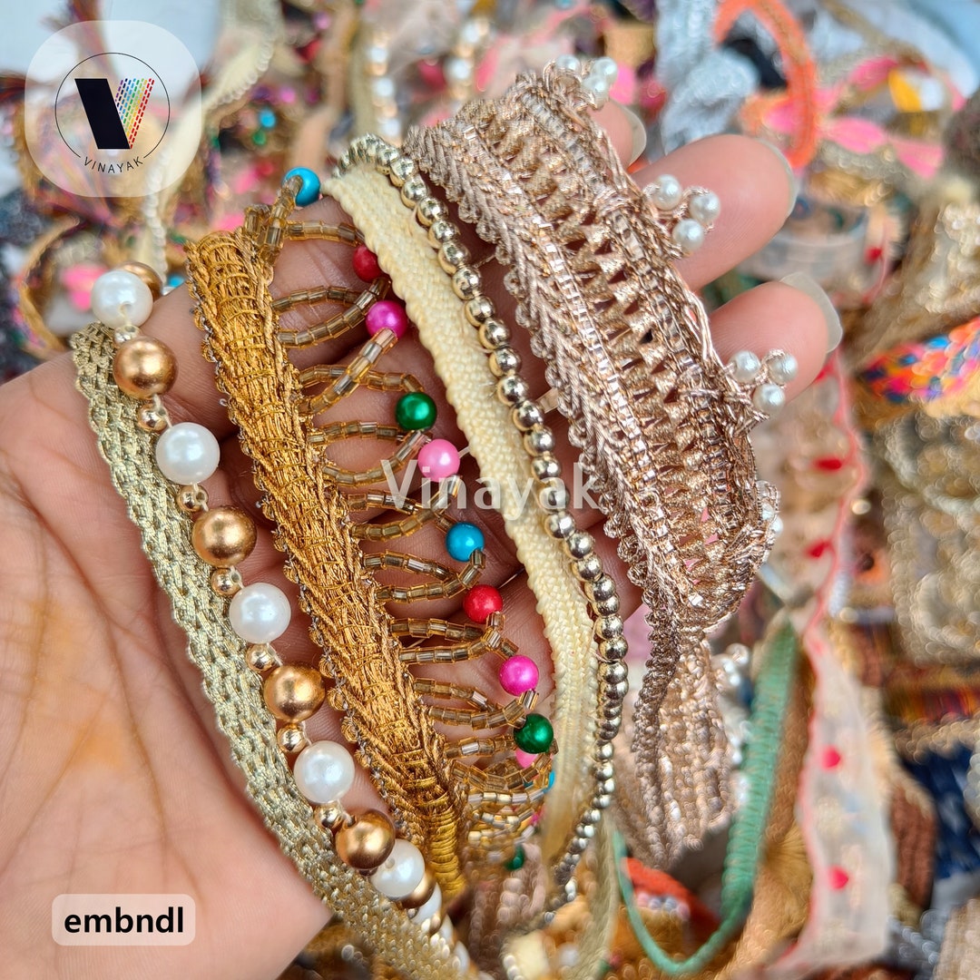 Bundle of Beaded Gimp Braided Trims 9" Long 30/50 Pcs, Remnants Bundle ...
