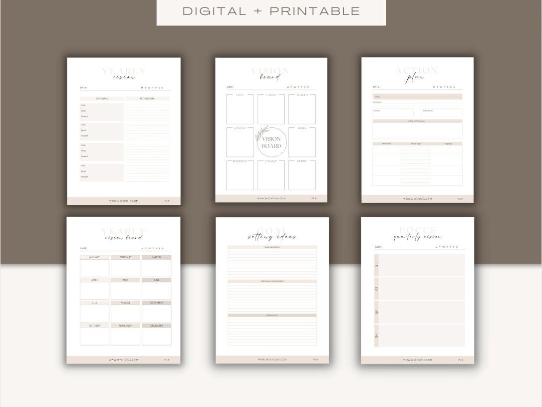 Vision Planner, Goal Setting, Vision Board, Monthly Planner, Yearly ...