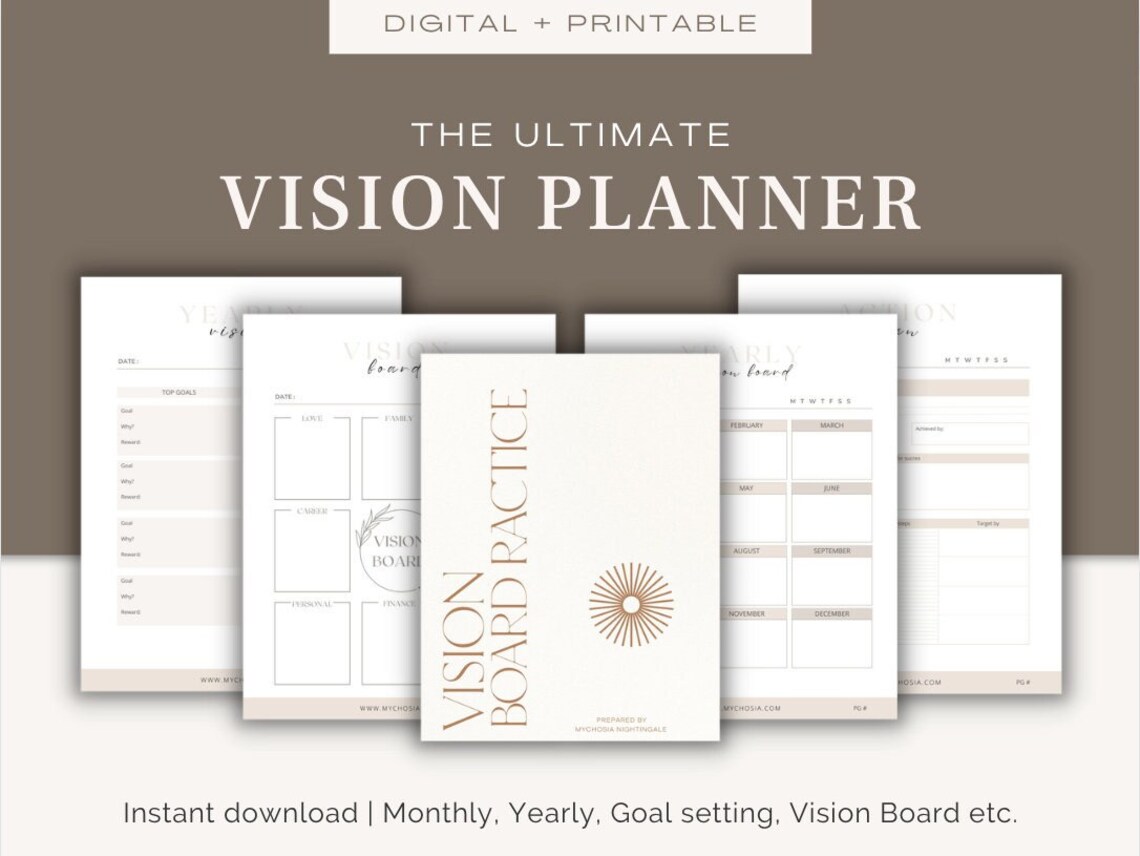 Vision Planner, Goal Setting, Vision Board, Monthly Planner, Yearly ...
