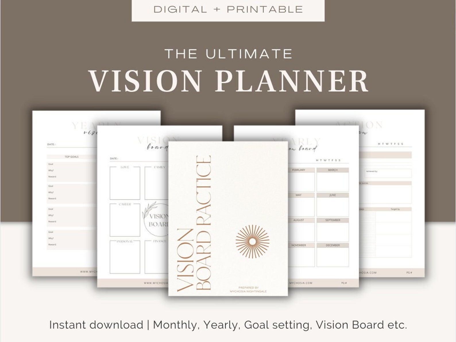 Vision Planner, Goal Setting, Vision Board, Monthly Planner, Yearly ...