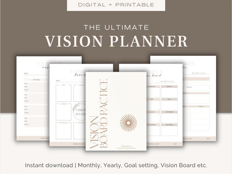 Vision Planner, Goal Setting, Vision Board, Monthly Planner, Yearly ...