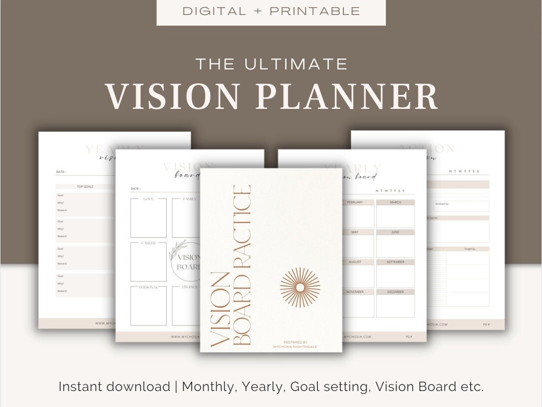 Vision Planner, Goal Setting, Vision Board, Monthly Planner, Yearly ...