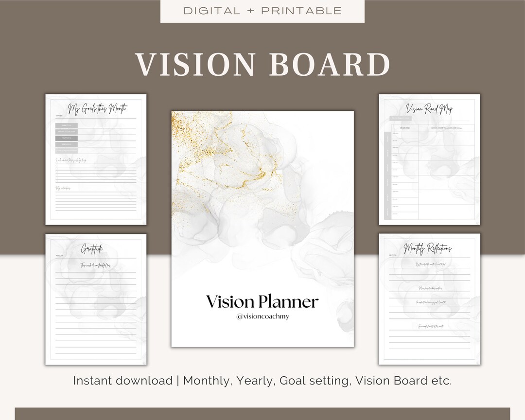 Vision Board, Vision Planner, Goal Setting, Monthly Planner, Yearly ...