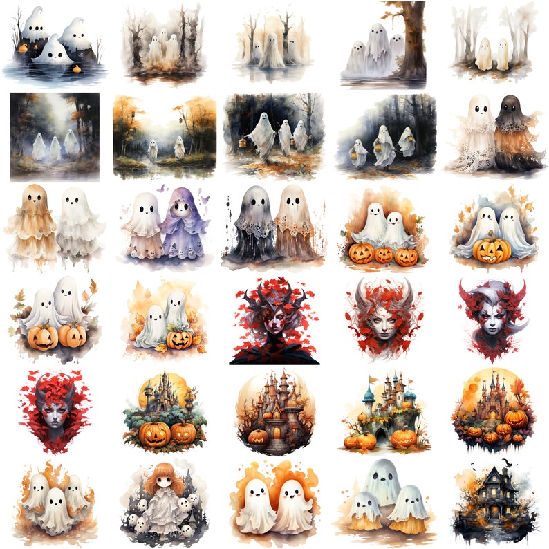 234 Watercolor Happy Halloween Clipart Mega Bundle High Quality PNG ...