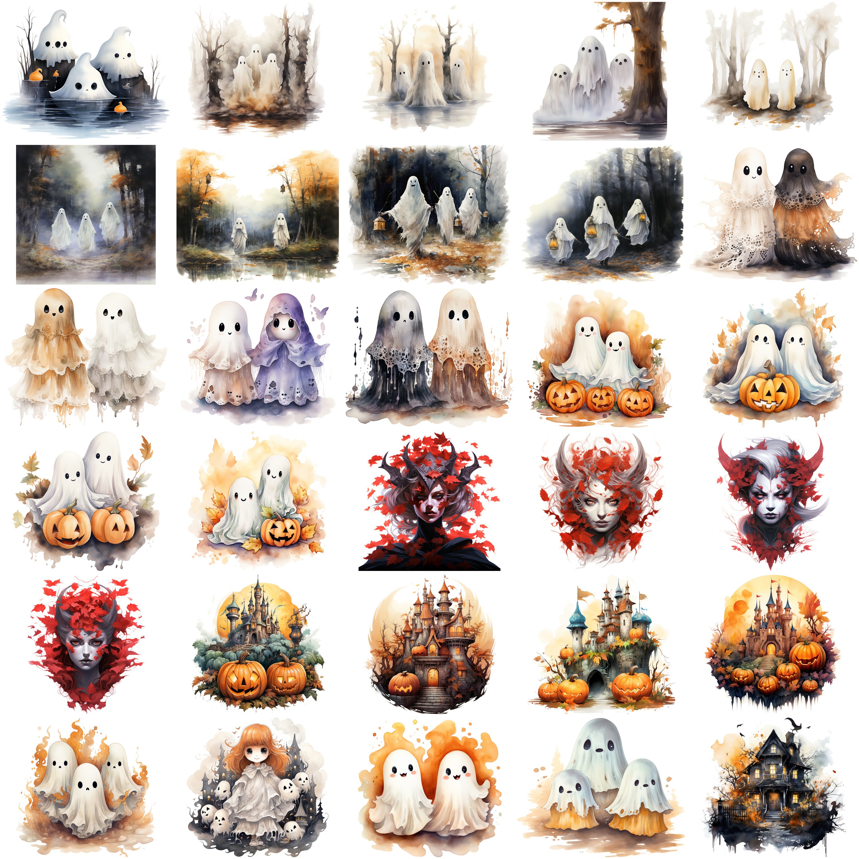 234 Watercolor Happy Halloween Clipart Mega Bundle High Quality PNG ...