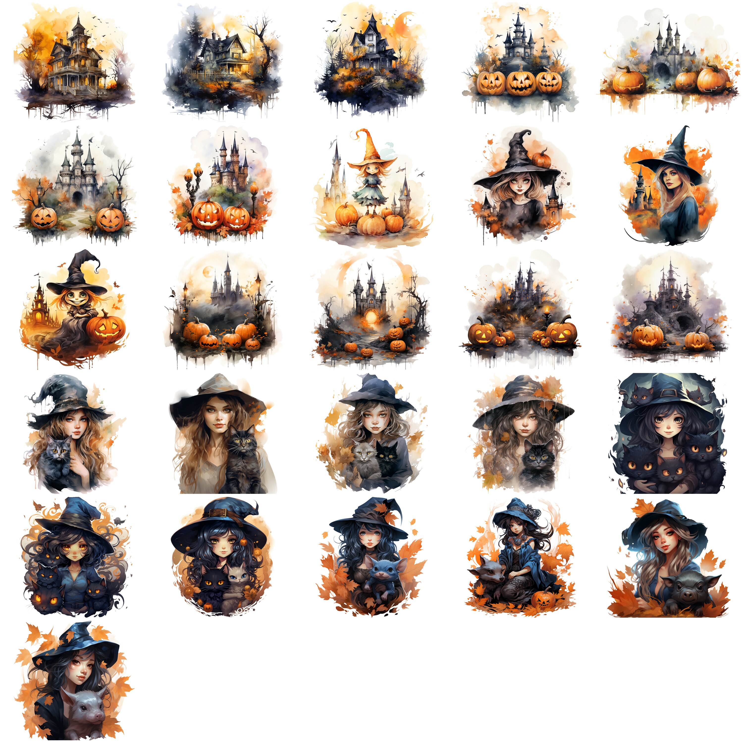 234 Watercolor Happy Halloween Clipart Mega Bundle High Quality PNG ...