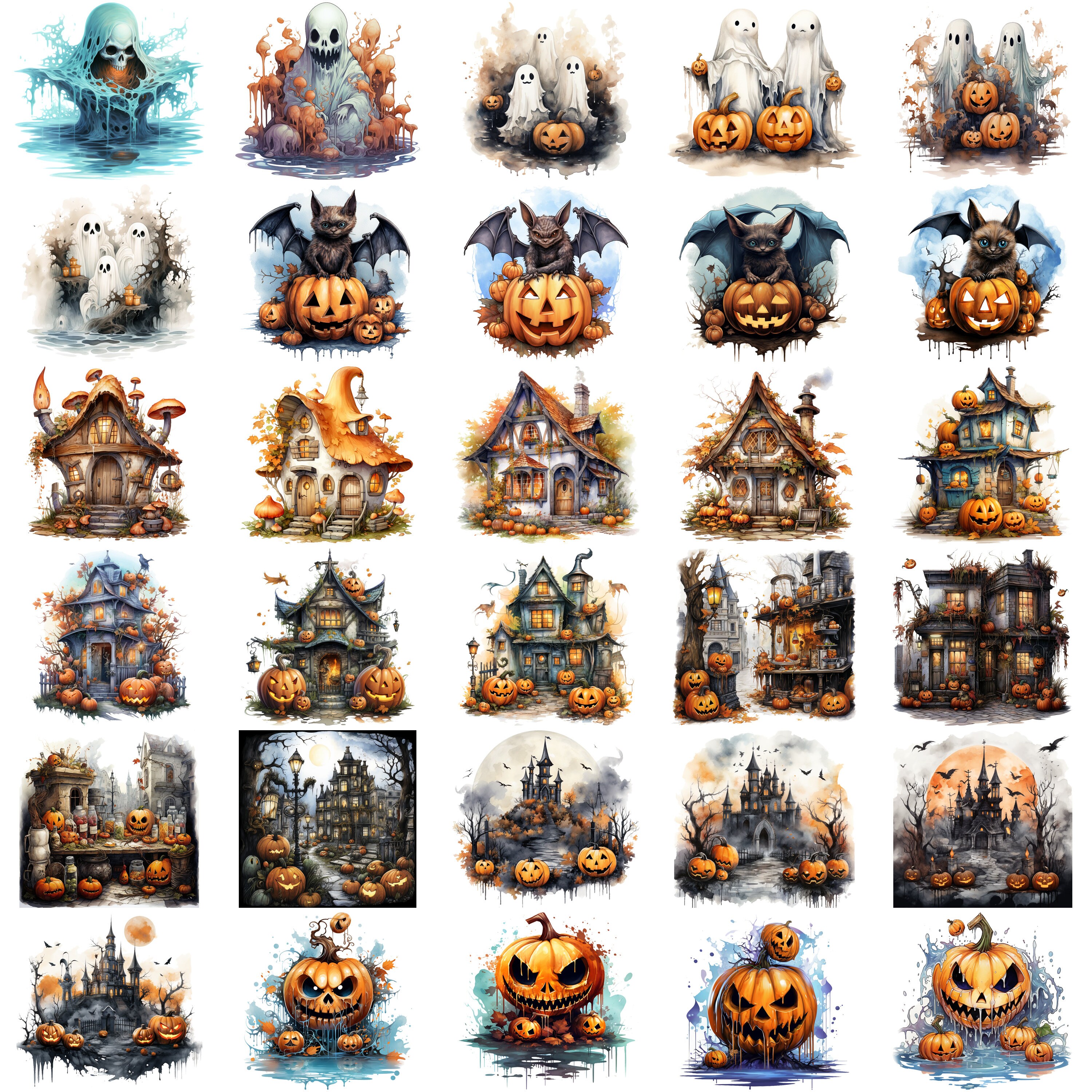 234 Watercolor Happy Halloween Clipart Mega Bundle High Quality PNG ...