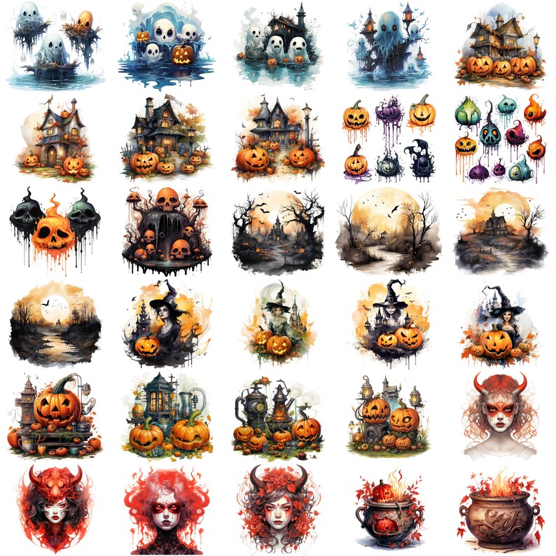 234 Watercolor Happy Halloween Clipart Mega Bundle High Quality PNG ...
