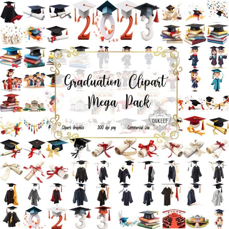Graduation Clipart |"graduating Students" Mega Bundle High Quality Pngs ...