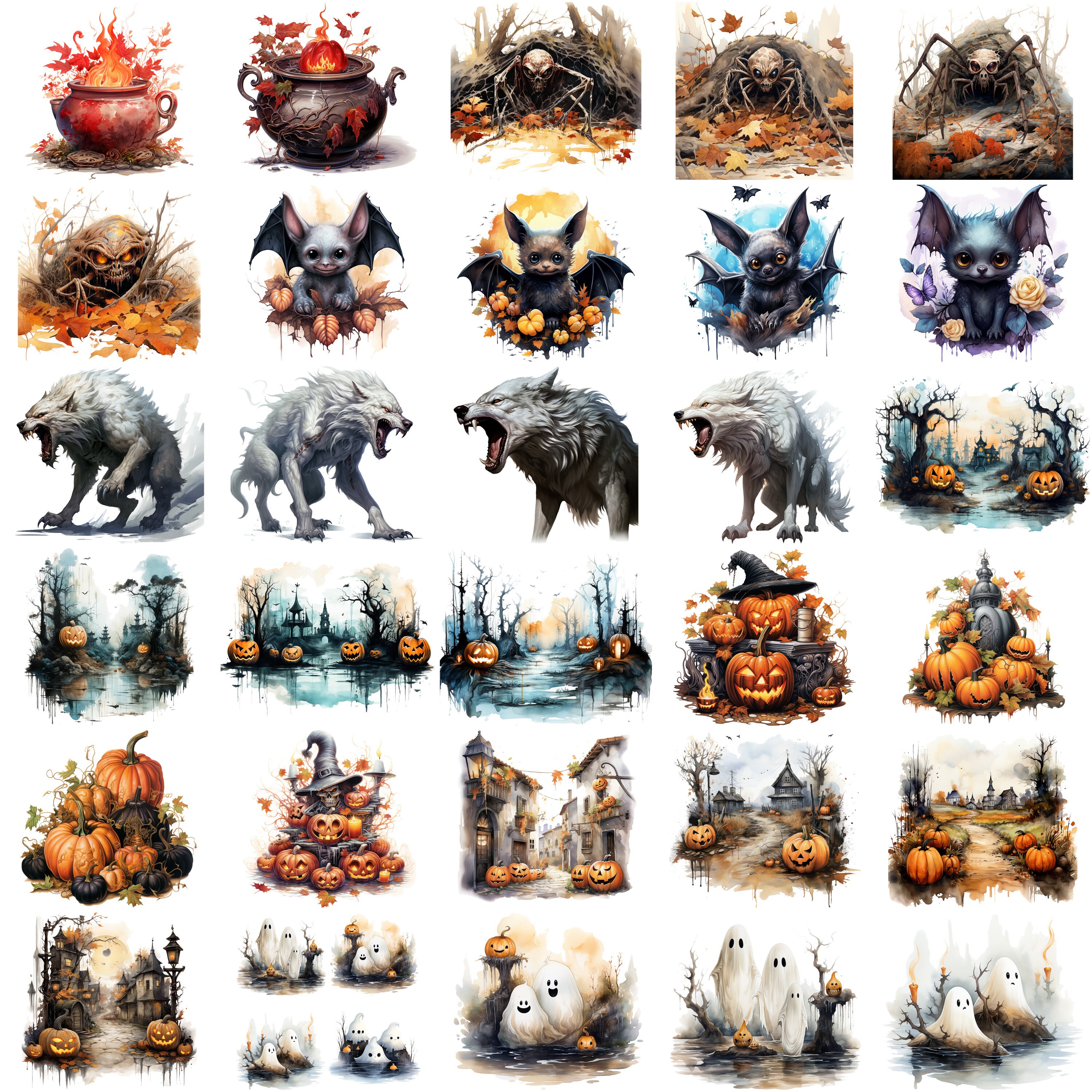 234 Watercolor Happy Halloween Clipart Mega Bundle High Quality PNG ...