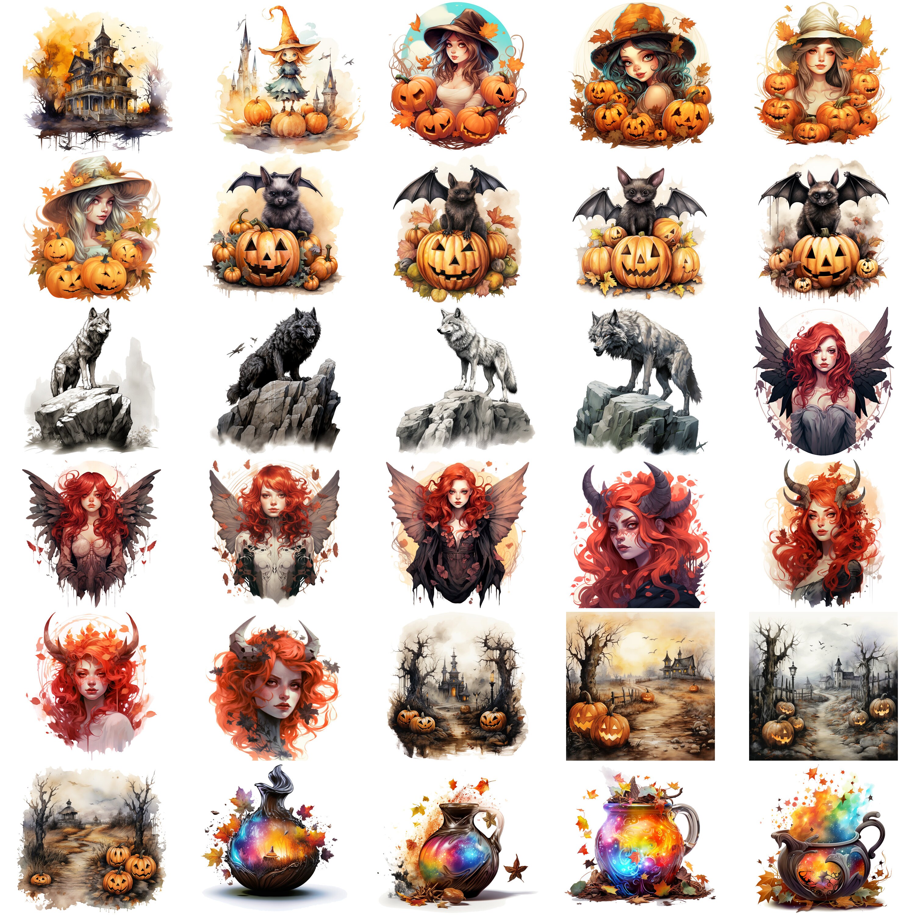 234 Watercolor Happy Halloween Clipart Mega Bundle High Quality PNG ...