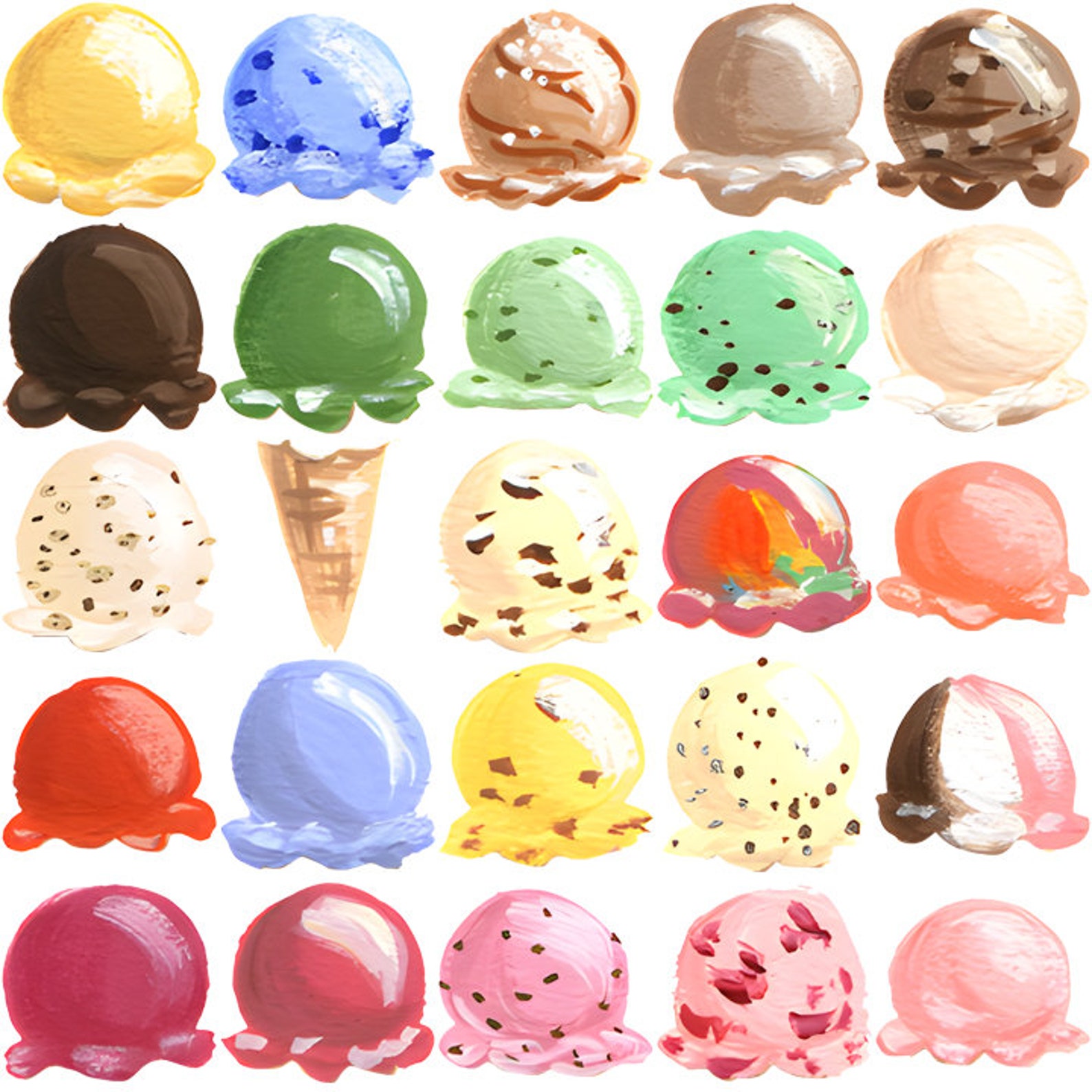 Watercolor Ice Cream Clipart Bundle High Quality Pngs | Dessert ...