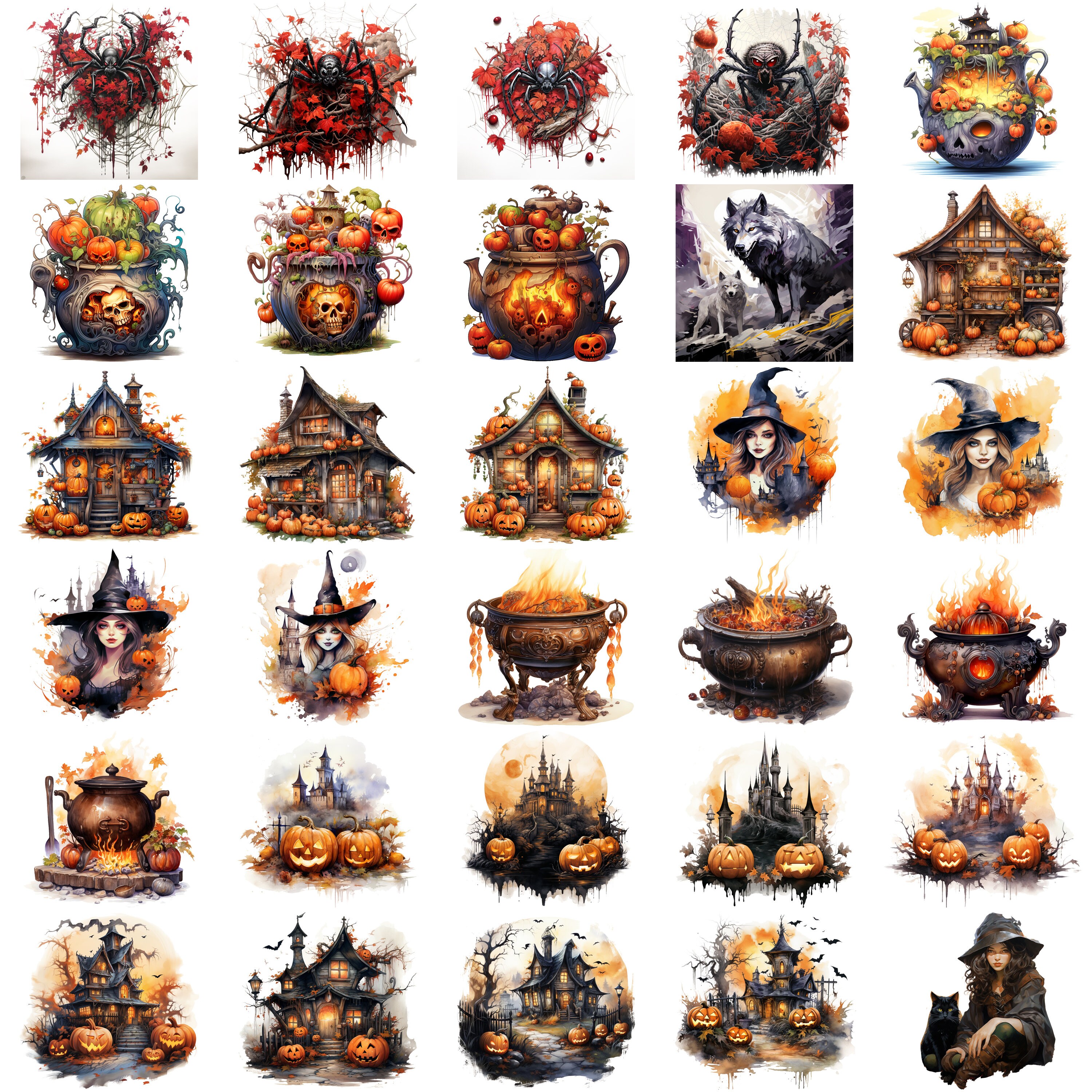 234 Watercolor Happy Halloween Clipart Mega Bundle High Quality PNG ...