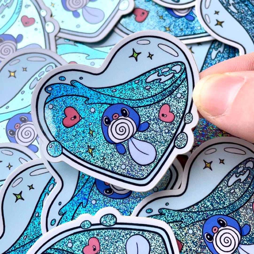 Poliwag Water Type Glitter Mini Sticker - Etsy