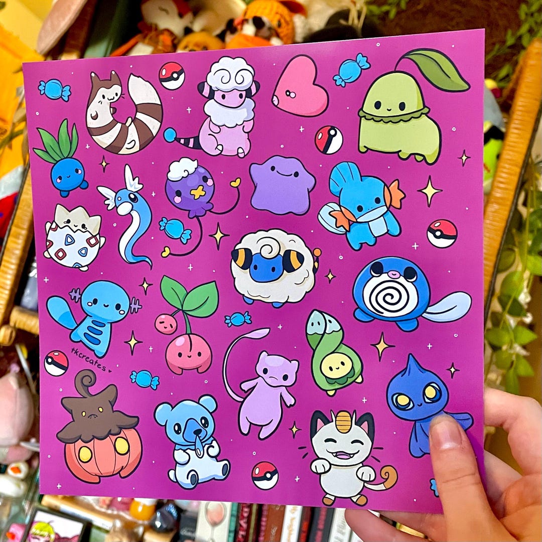 Cutest Poke Monsters 8x8” Art Print Anime Fan Art - Etsy
