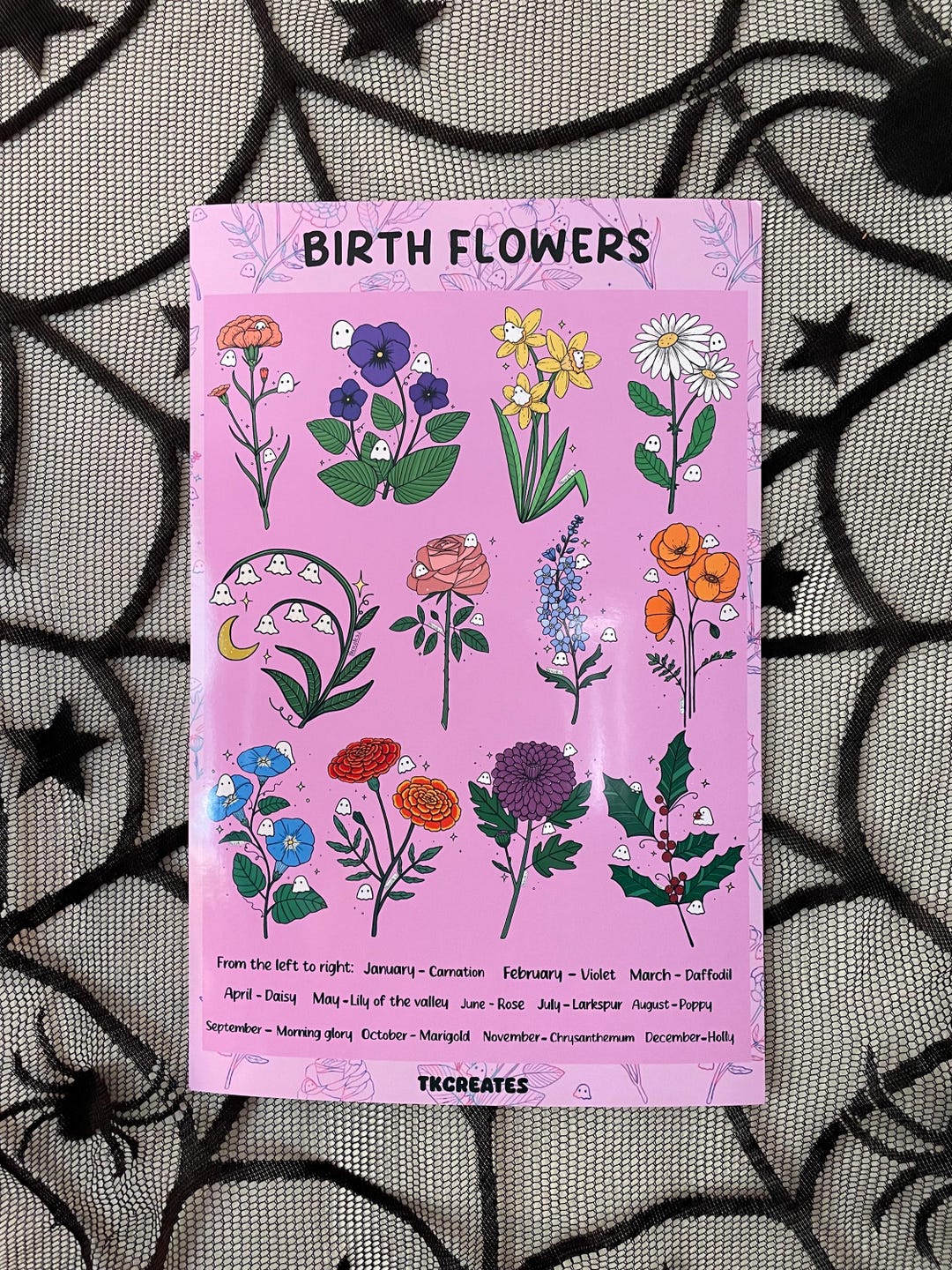 Spooky Botanical Birth Month Flower Poster 11x17” - Etsy