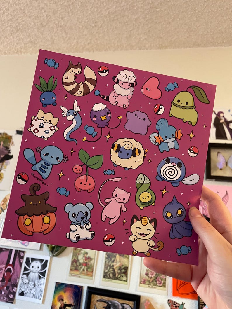 Cutest Poke Monsters 8x8” Art Print Anime Fan Art - Etsy