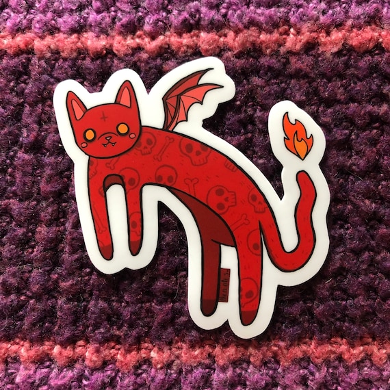 Demon Cat Sticker - Etsy