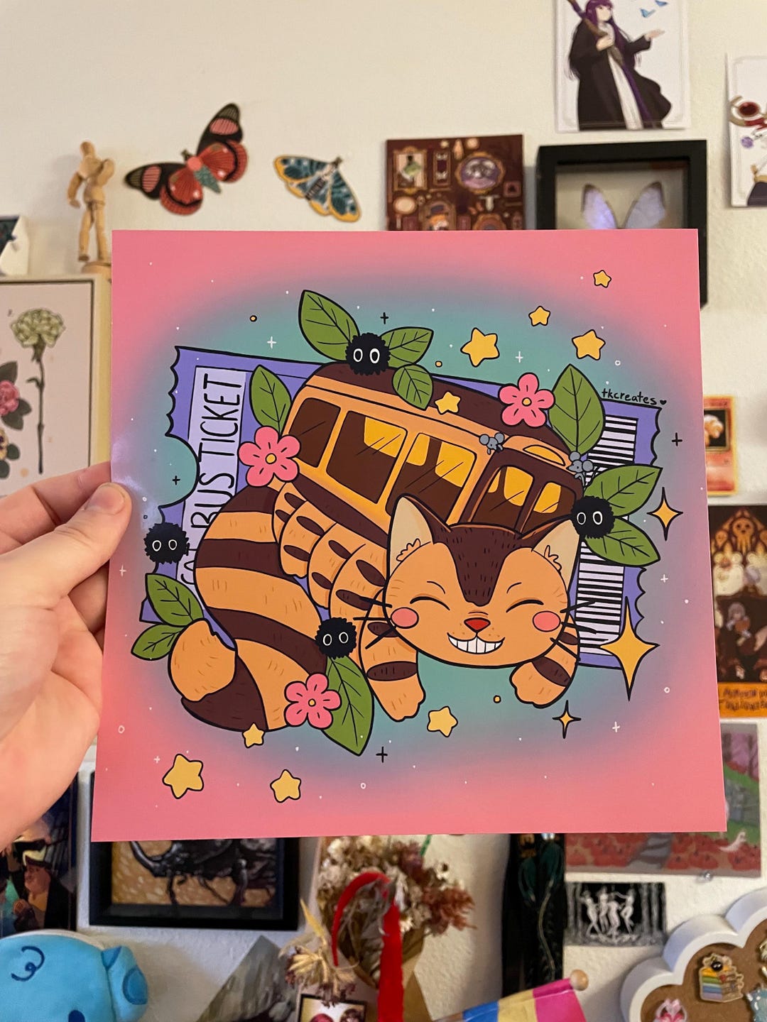 Cute Cat Bus Ticket 8x8” Art Print - Etsy