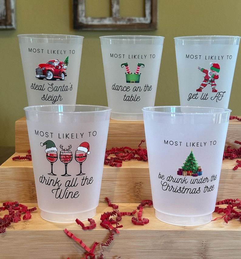 Most Likely To, Holiday Party Cups, 16oz Frosted Flex Cups, Christmas ...