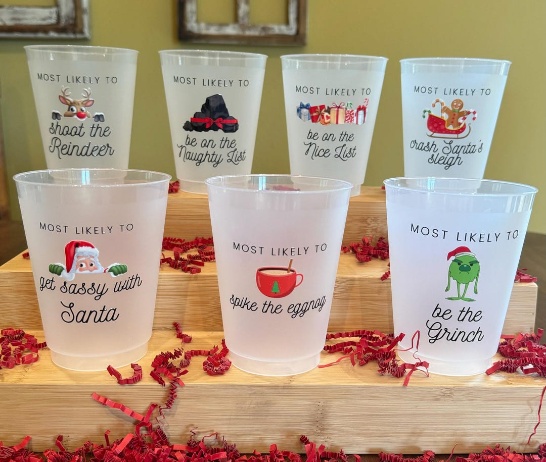 Most Likely To, Holiday Party Cups, 16oz Frosted Flex Cups, Christmas ...
