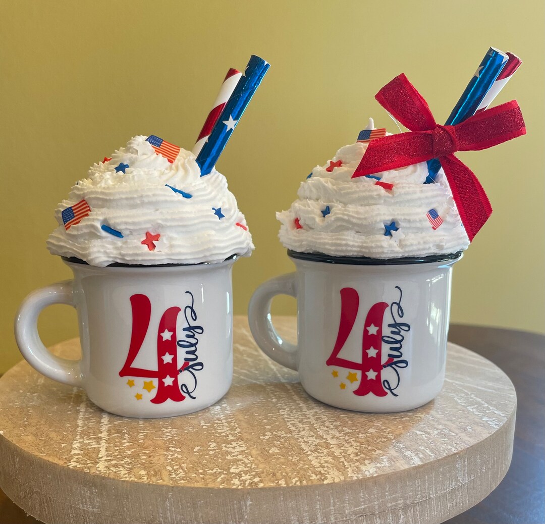 Patriotic Mini Mug With Faux Topping: 4th of July Tiered Tray Decor - Etsy