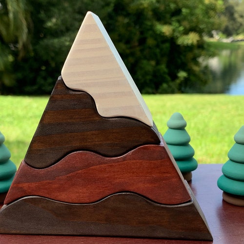 Wooden Mountain Stacking Toy Puzzle Nursery Playroom Decor - Etsy