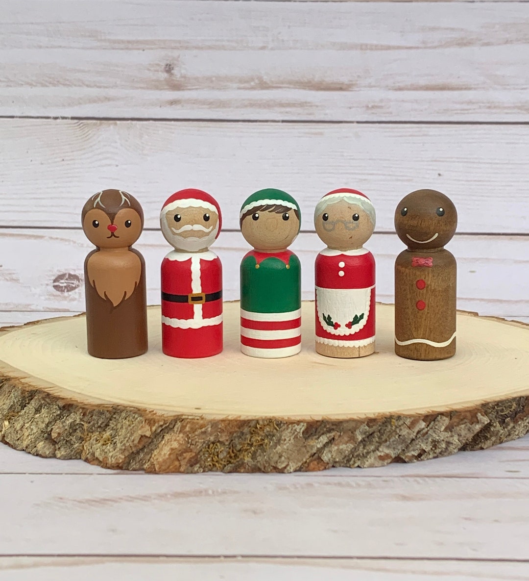 Christmas Peg People, Painted Peg Dolls, / Cake Topper / Christmas ...