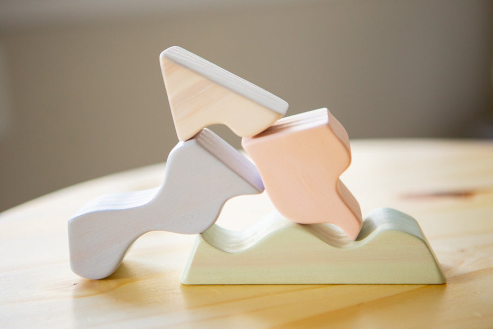 Wooden stacking toy Pastel Mountain stacking puzzle nursery | Etsy