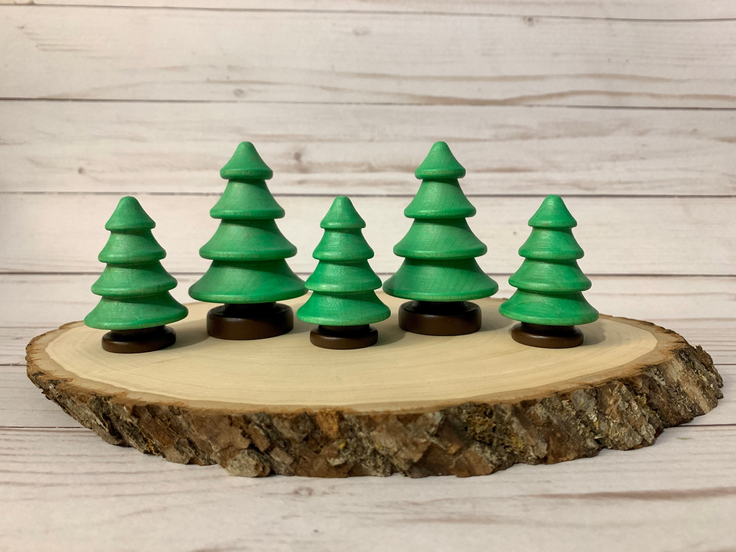 Forest Peg Doll Trees Set of 5 / Hand Painted Wooden Trees - Etsy