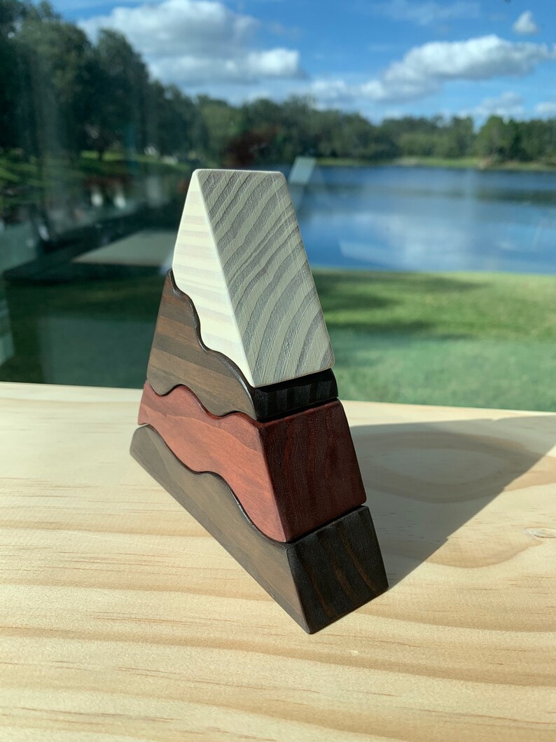 Wooden Mountain Stacking Toy, Puzzle, Nursery, Playroom Decor, Handmade ...