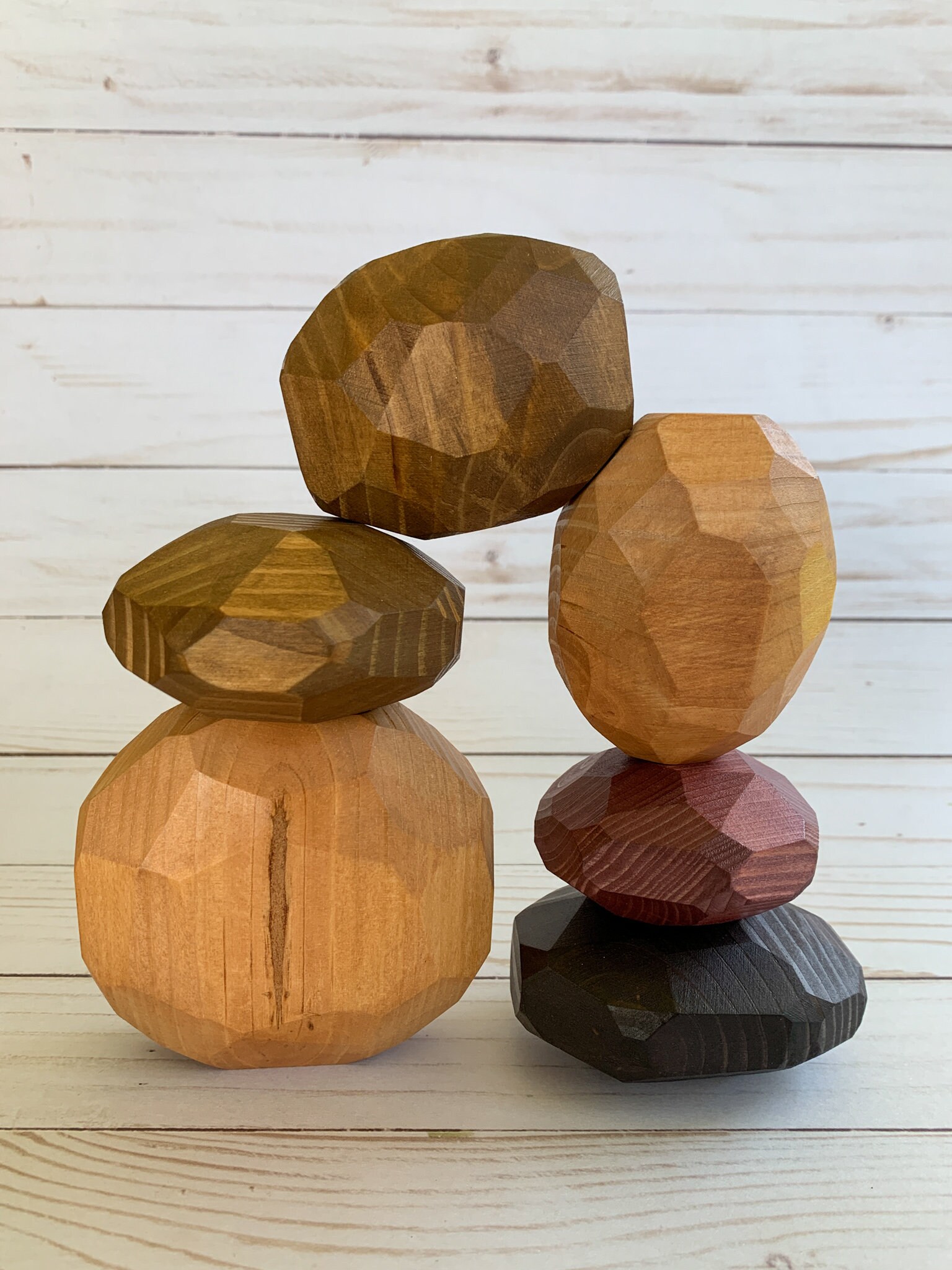 Wooden Stacking Stone Balancing Block Set, Open-ended Building Blocks ...