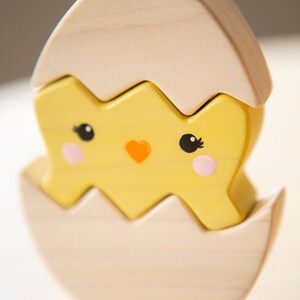 Spring Chicken Wooden Stacking Puzzle, Nursery, Playroom, Easter Decor ...