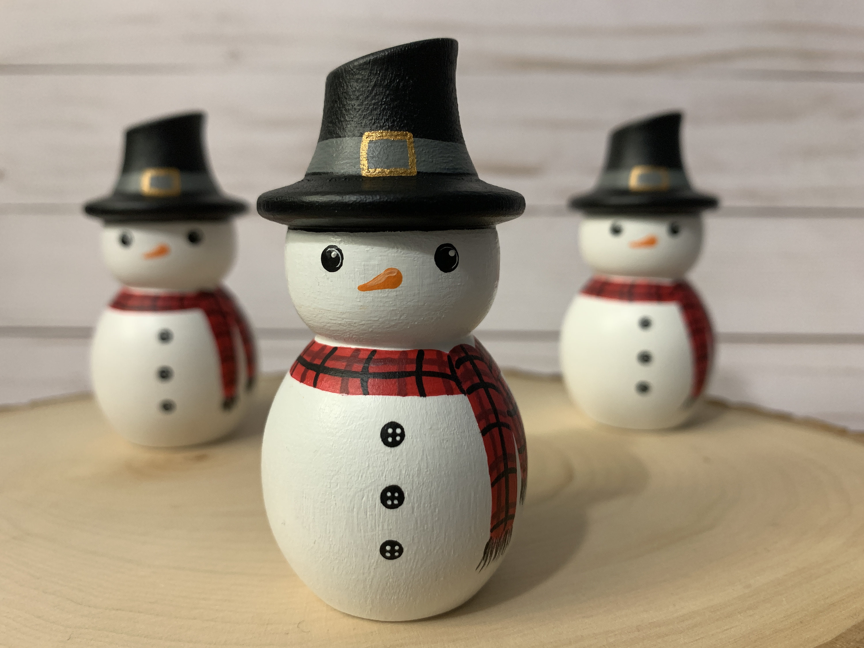 Winter Snowman Wooden Peg Doll/ Hand Painted / Cake Topper / Christmas ...