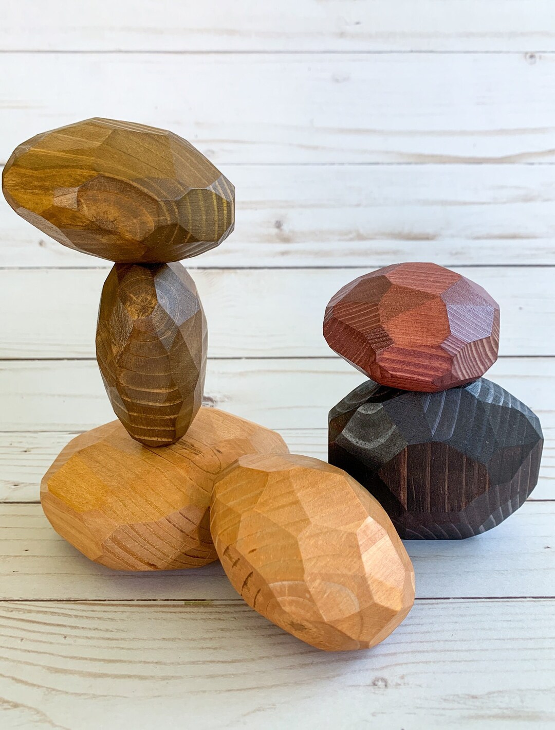 Wooden Stacking Stone Balancing Block Set, Open-ended Building Blocks ...