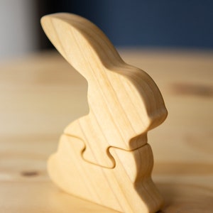Natural Wooden Bunny Rabbit Jigsaw Puzzle, My First Jigsaw, Handmade ...