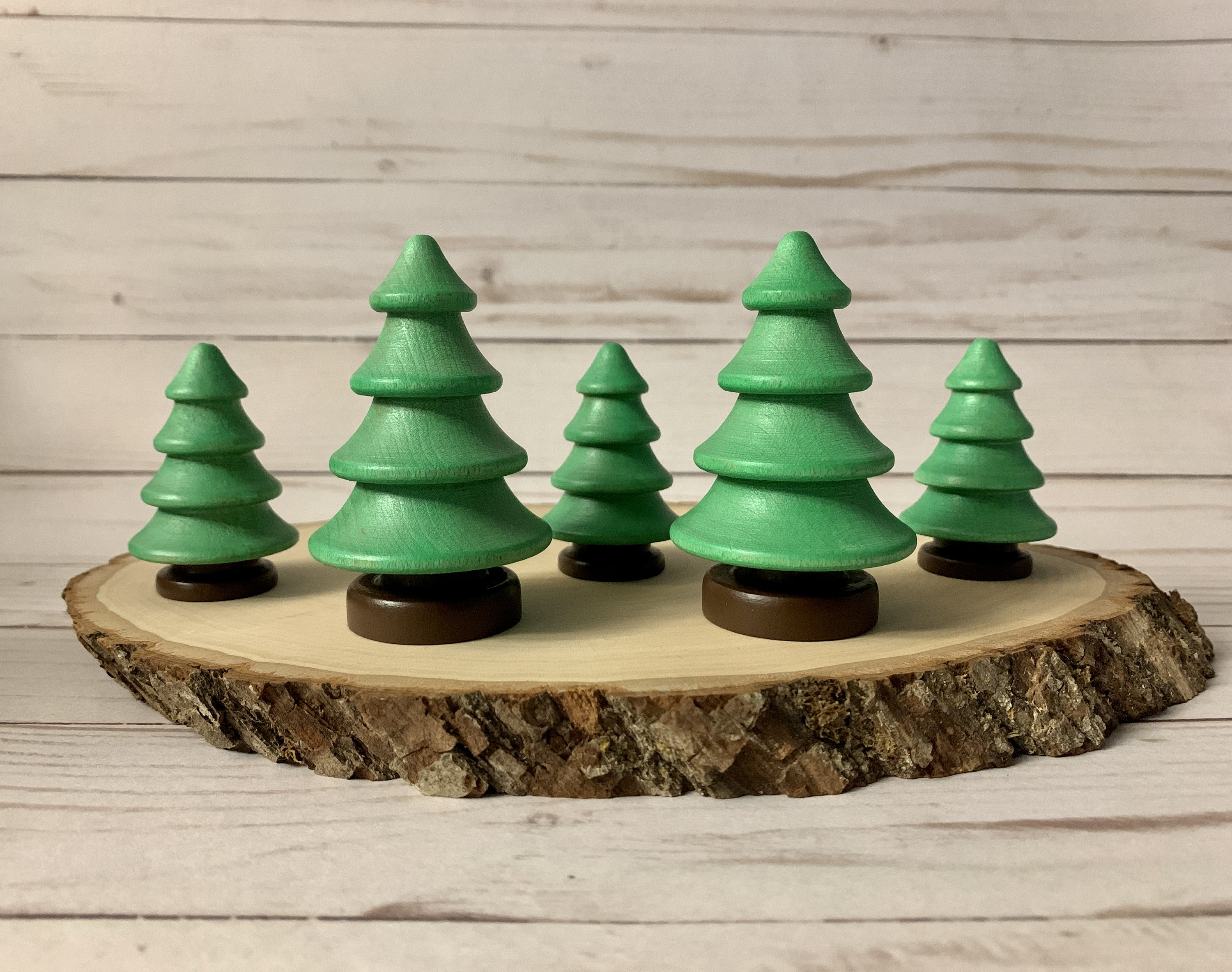 Forest Peg Doll Trees Set of 5 / Hand Painted Wooden Trees - Etsy