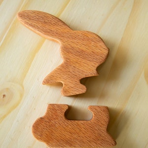 Natural Wooden Bunny Rabbit Jigsaw Puzzle, My First Jigsaw, Handmade ...