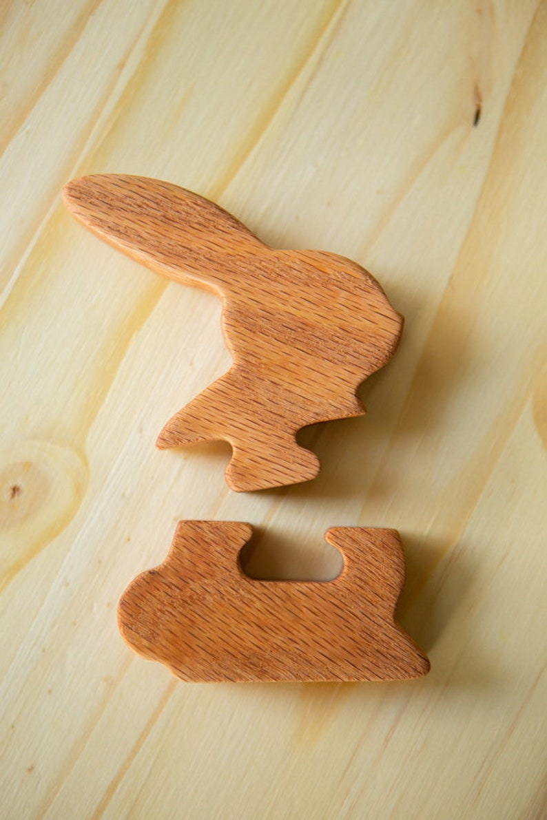 Natural Wooden Bunny Rabbit Jigsaw Puzzle, My First Jigsaw, Handmade ...