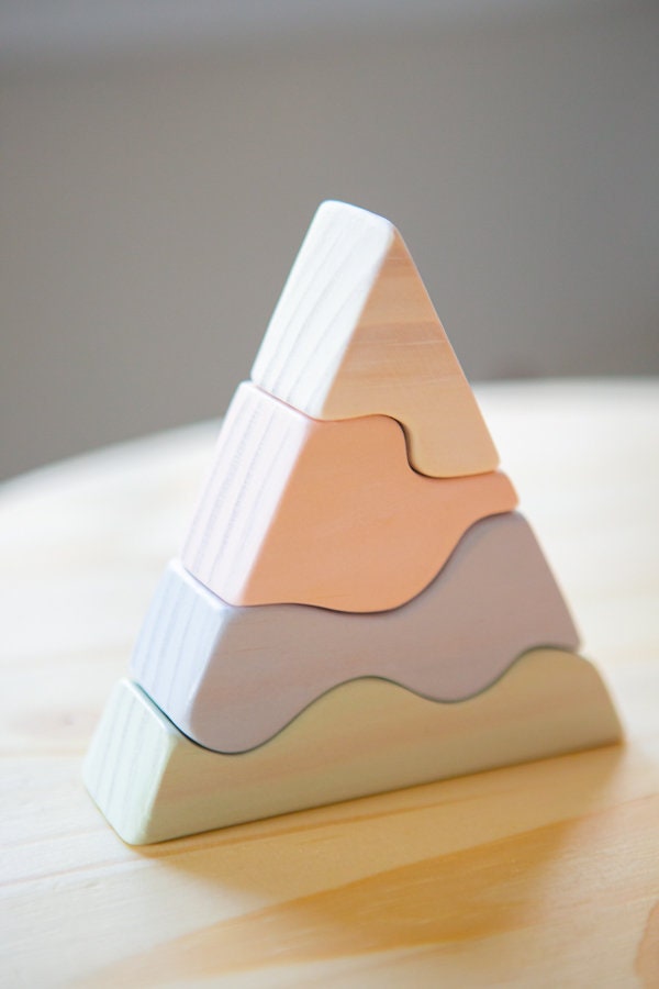 Wooden Stacking Toy Pastel Mountain Stacking Puzzle Nursery - Etsy