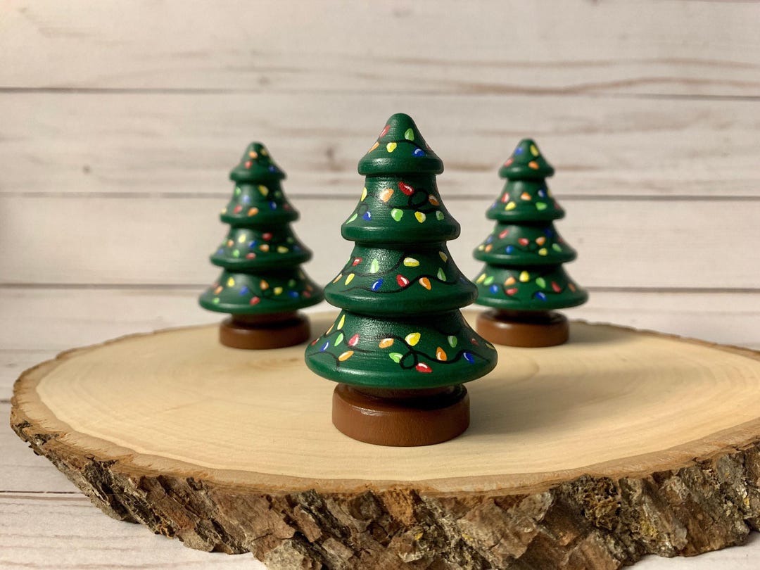 Hand-painted Wooden Christmas Tree Peg Doll With Lights - Etsy