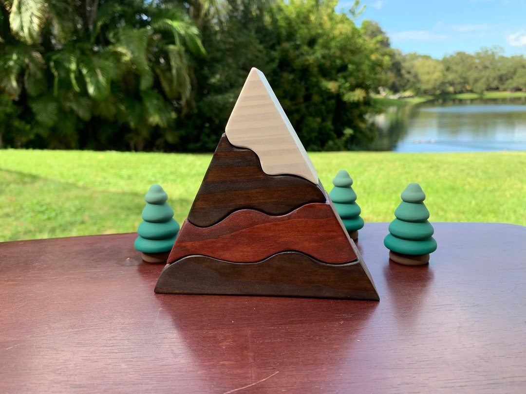 Wooden Mountain Stacking Toy, Puzzle, Nursery, Playroom Decor, Handmade ...