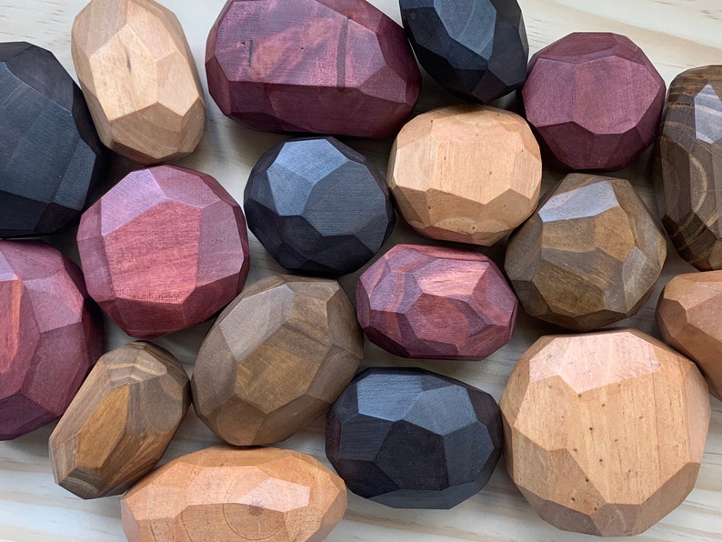 Wooden Stacking Stone Balancing Block Set, Open-ended Building Blocks ...